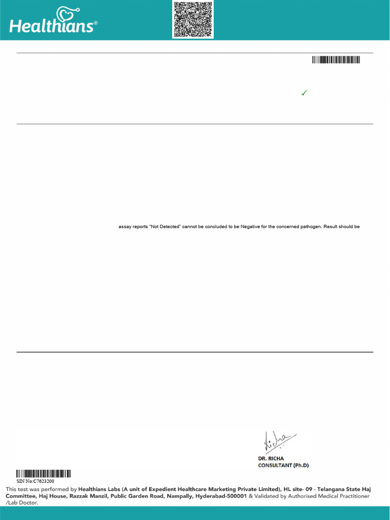 TRUENAT COVID-19 PCR Test Report | PDF | Reverse Transcription ...