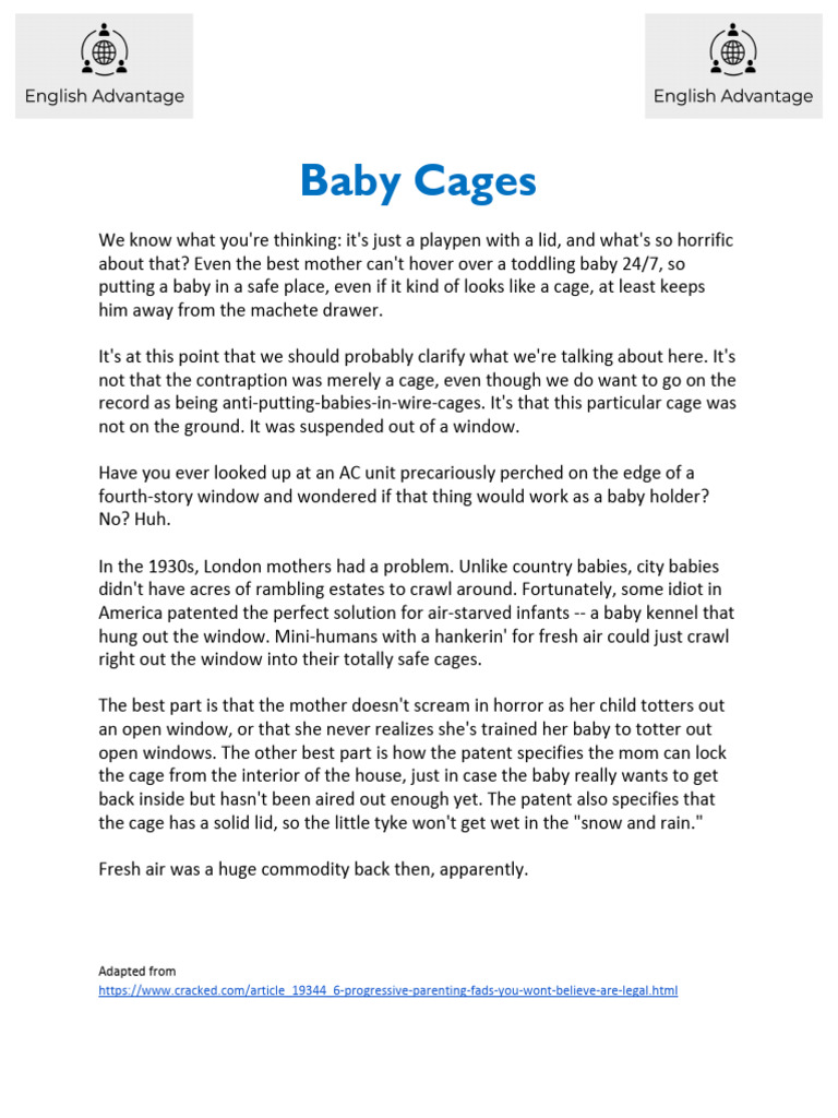 Baby Cages: A 1930s Parenting Trend | PDF