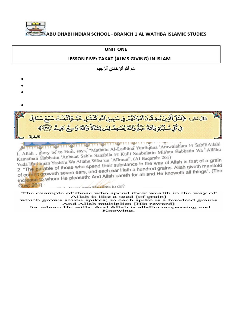GR 9 Notes Zakat (Alms Giving) in Islam 22 23 | PDF | Semitic Words And ...