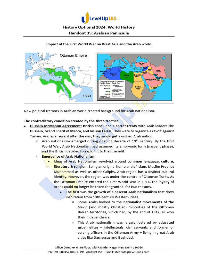 Impact of WWI on Arab Nationalism | PDF | Arab Nationalism | Arabs
