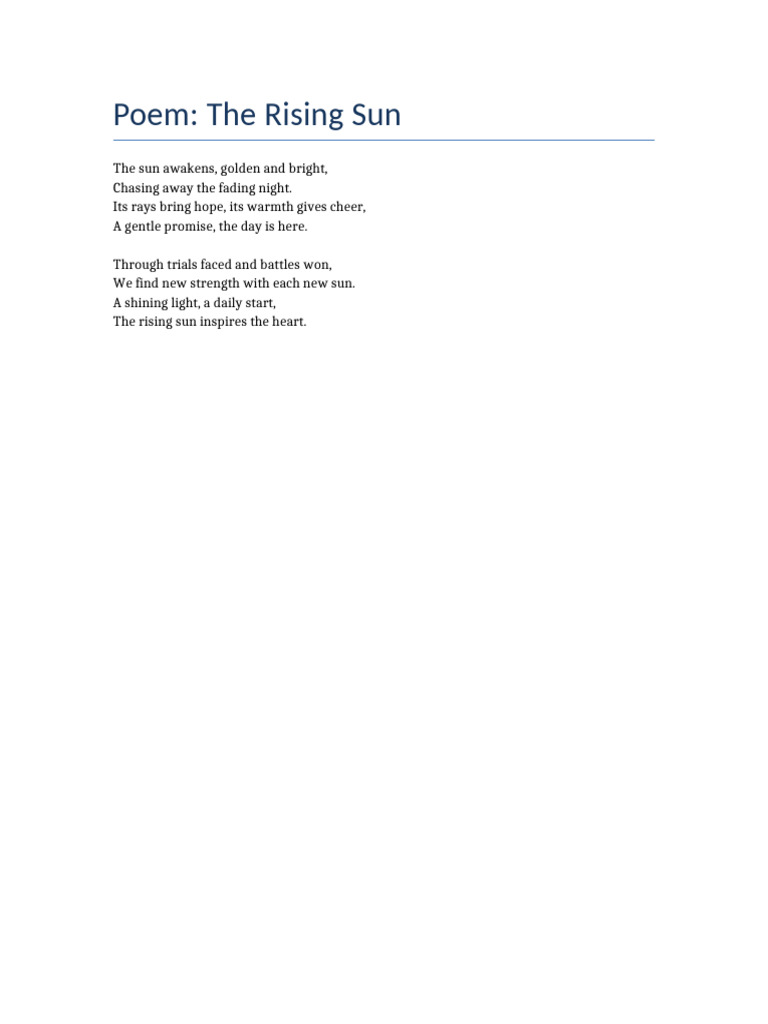 Poem Rising Sun | PDF