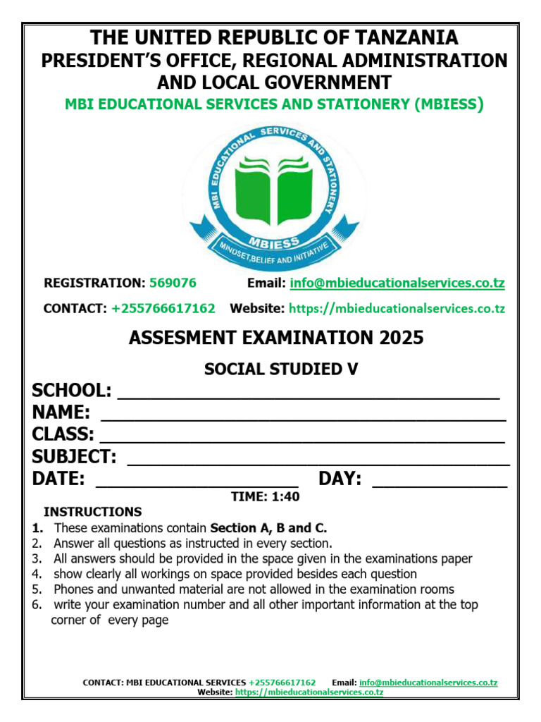 Exam Social Studies V | PDF | Planets | Solar System