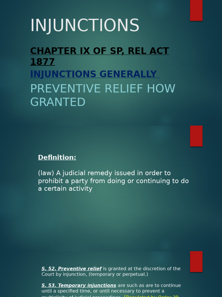 Presentation Injunctions | PDF | Lawsuit | Injunction