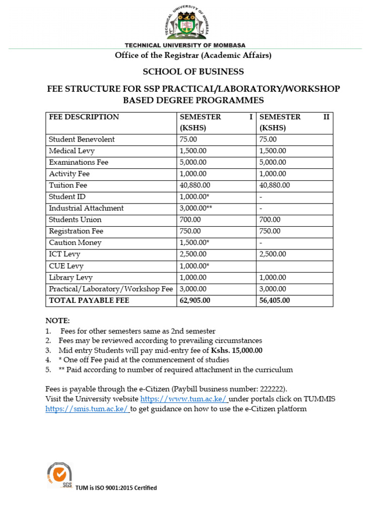 TUM School of Business Fee Structure | PDF