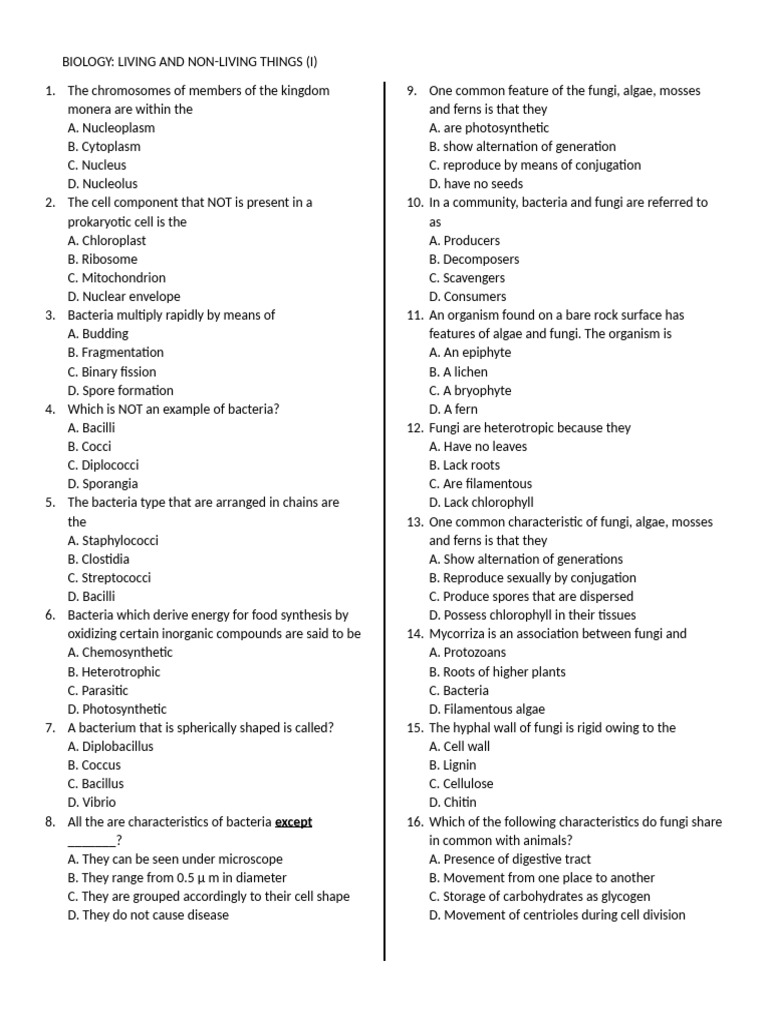 BIOLOGY - Living Things (Parts 1 and 2) | PDF | Fungus | Bacteria