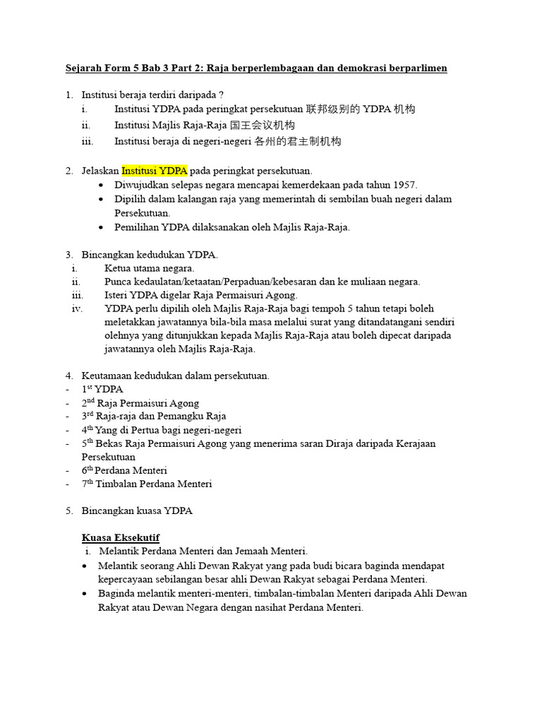 Sejarah Form 5 Bab 3 Part 2 | PDF