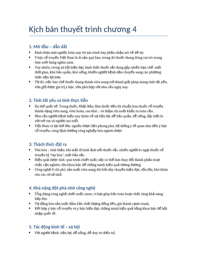 Kich Ban Thuyet Trinh Chuong 4 | PDF