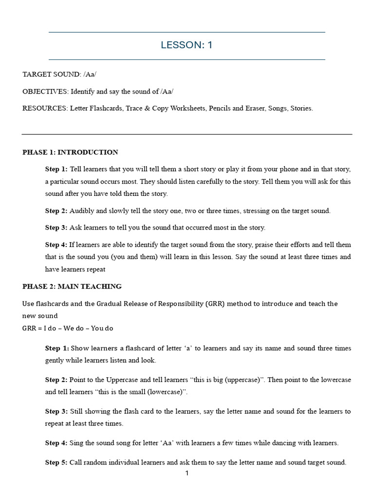 Sample Phonics Lesson Plan | PDF | Flashcard | Letter Case