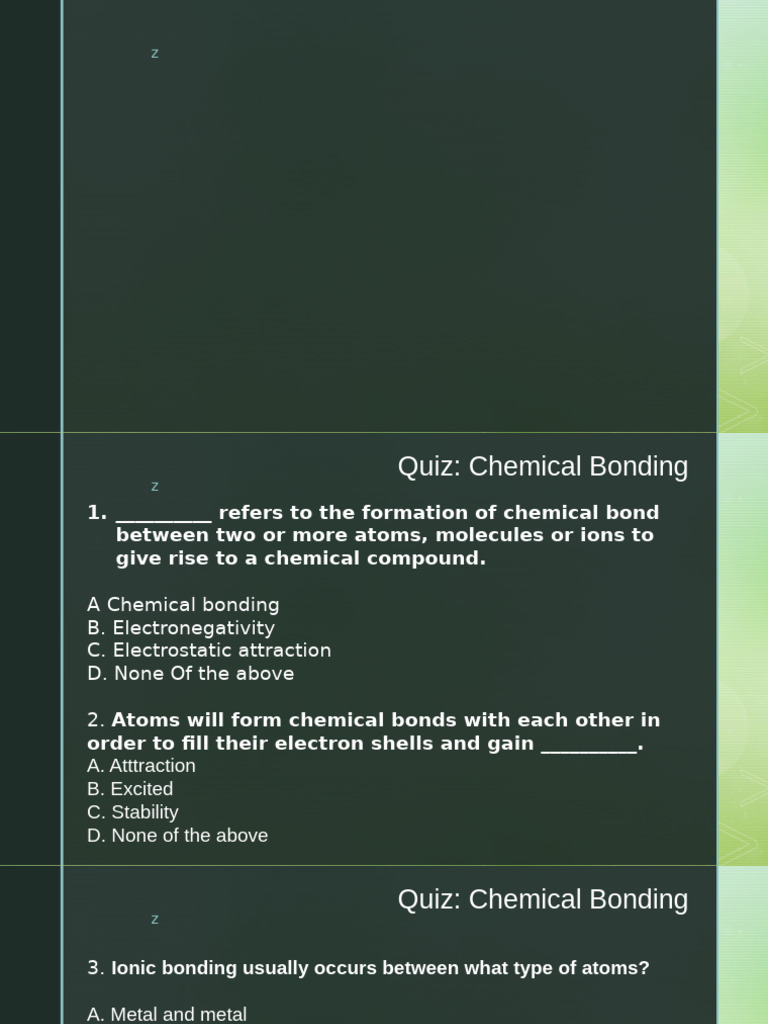 Grade 9 Chemical Bonding Quiz | PDF | Chemical Bond | Ionic Bonding