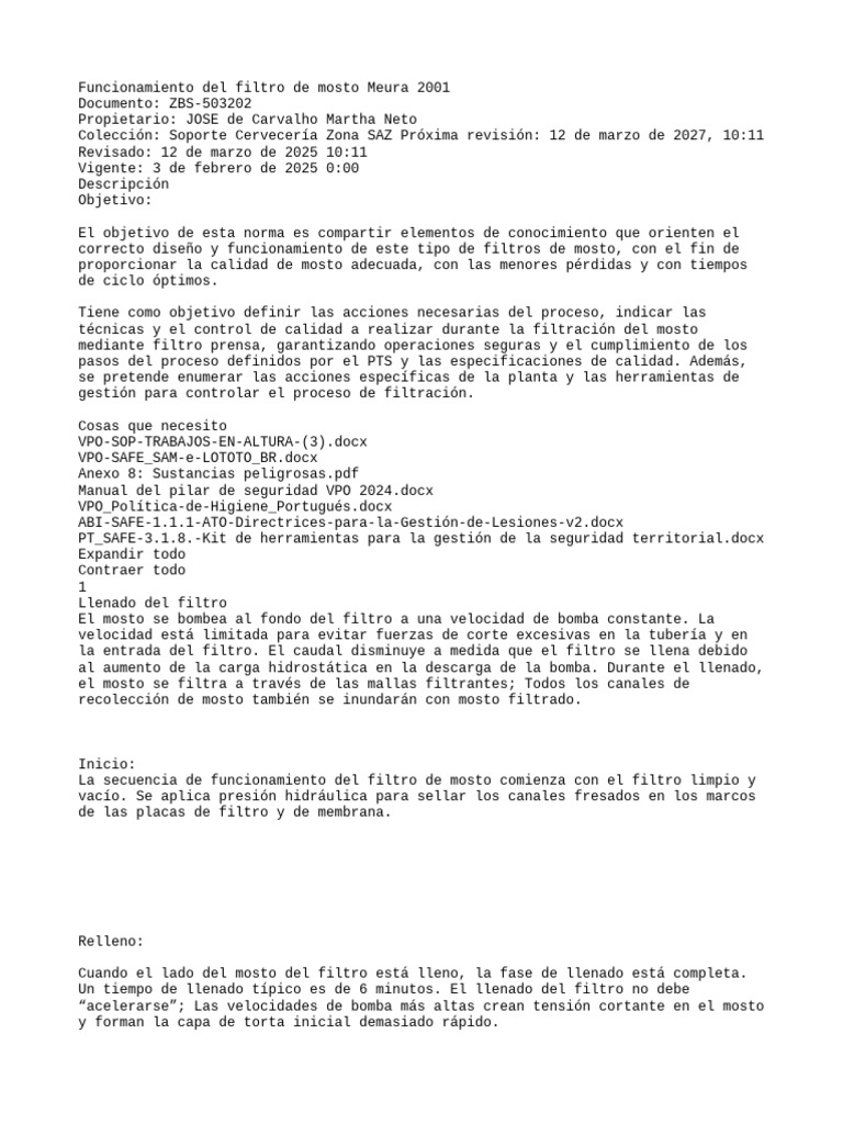 Filtración de Mosto con Meura 2001 | PDF | Filtración | Agua