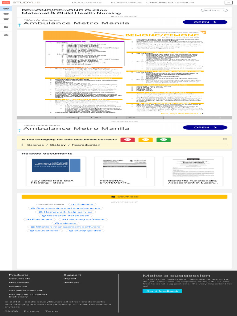 BEmONC/CEmONC Maternal Health Outline | PDF | Postpartum Period ...