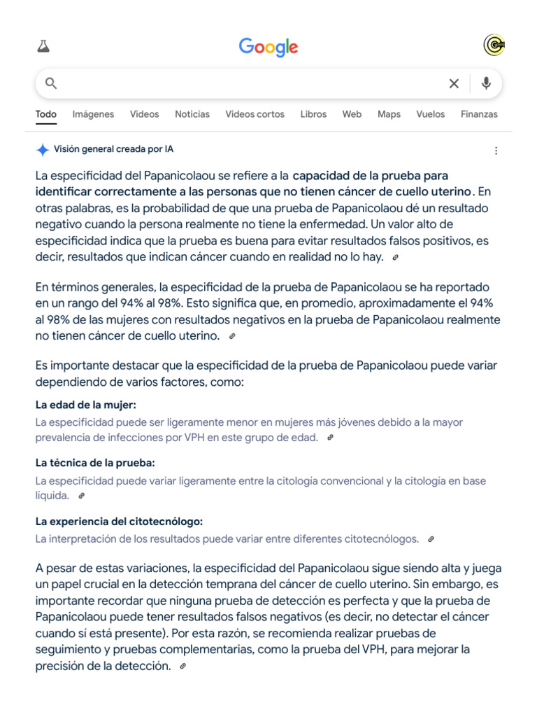 Especificidad, Definición - Papanicolaou | PDF | Cáncer de cuello ...