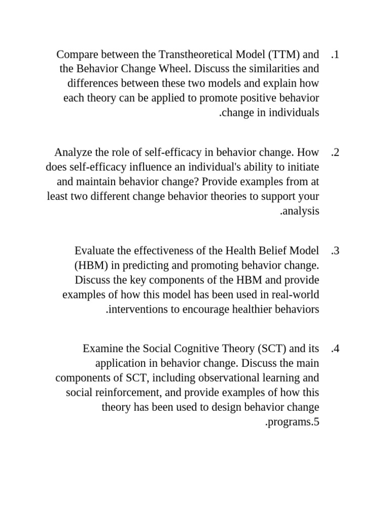 Compare Between The Transtheoretical Model | PDF