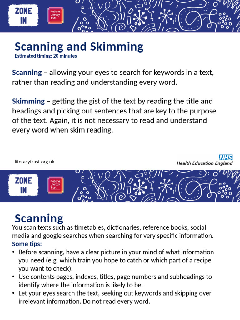 Reading Activity 4 Scanning and Skimming | PDF | Apprenticeship | First Aid
