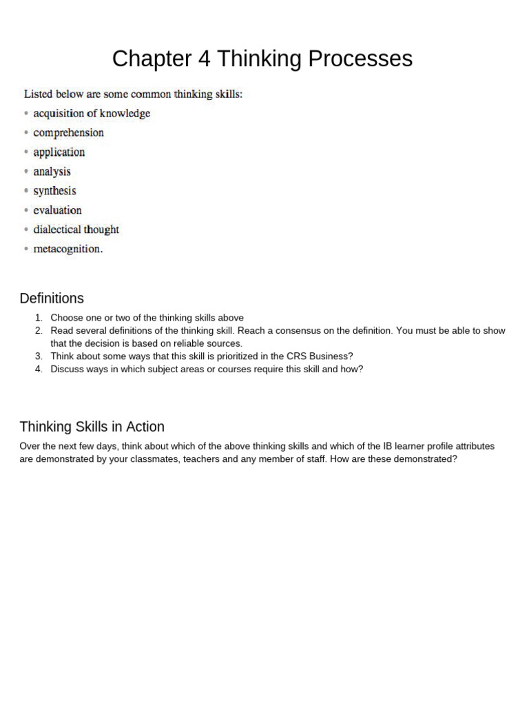 Pps Chapter 4 Thinking Skills Pdf Thought Information