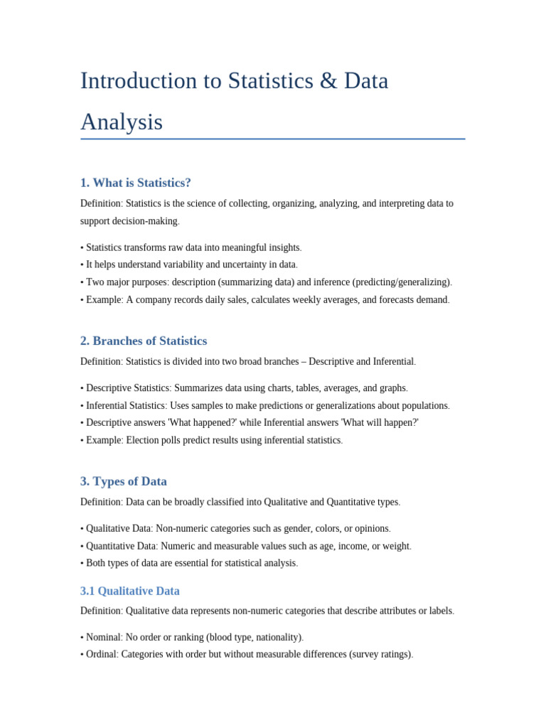 Introduction To Statistics | PDF