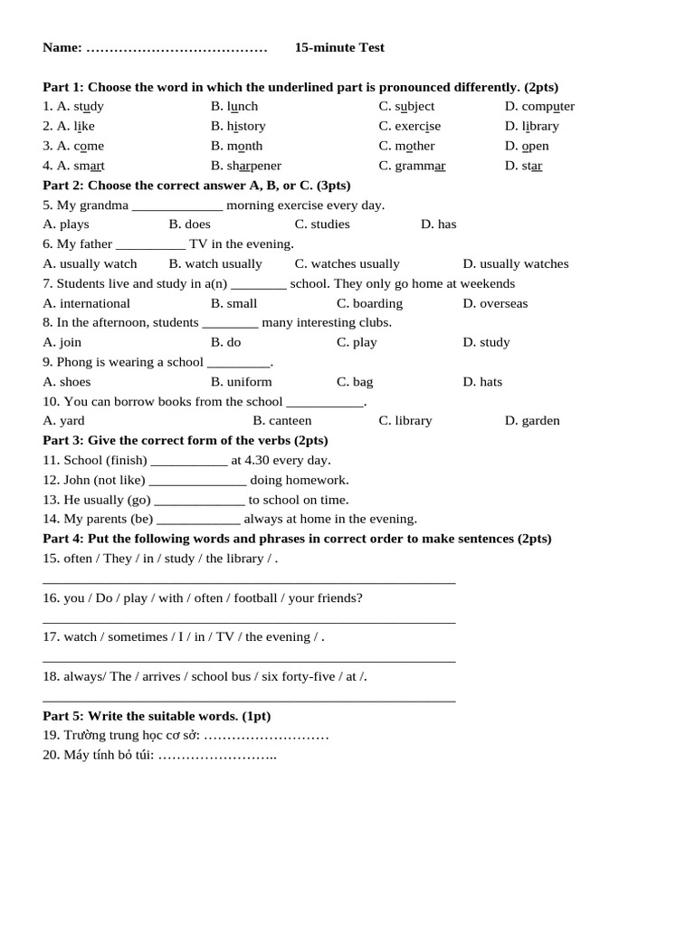 15 Minute Unit 1 | PDF