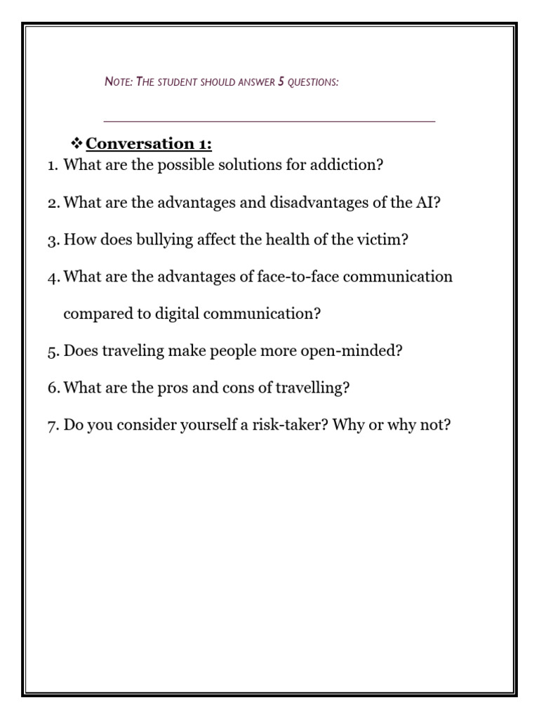 Oral Exam (Conversation) | PDF