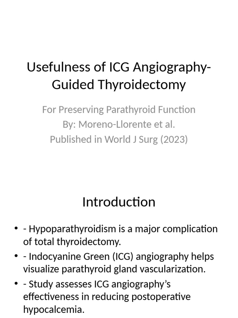 ICG Angiography Thyroidectomy | PDF