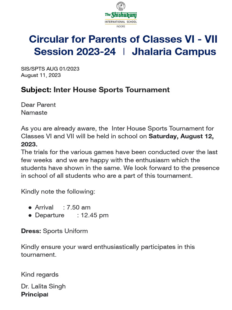 JH - Inter House Sports Tournament | PDF