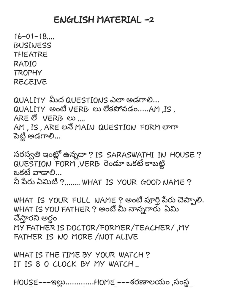 English Notes - 2 | PDF