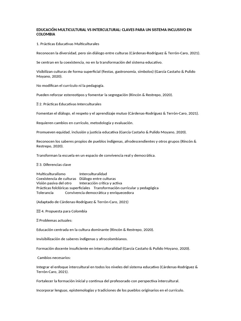 Educación Multicultural Vs Intercultural | PDF | Multiculturalismo ...