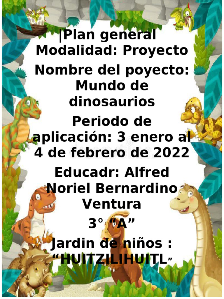 Proyecto de Dinosaurios | PDF | Educación de la primera infancia ...