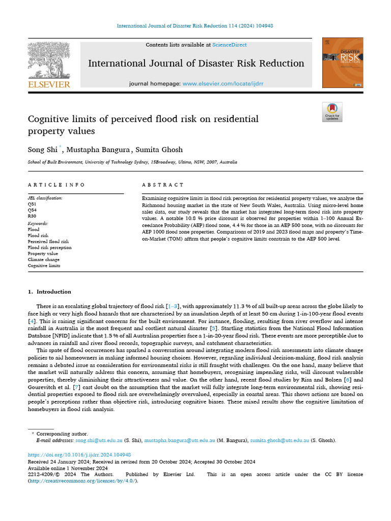 Cognitive Limits of Perceived Flood Risk o - 2024 - International ...