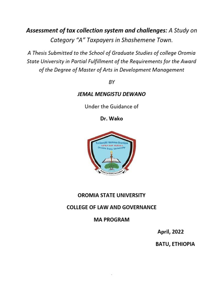 Jemal Mengistu Dewano DPM THESIS | PDF | Taxes | Gross Domestic Product