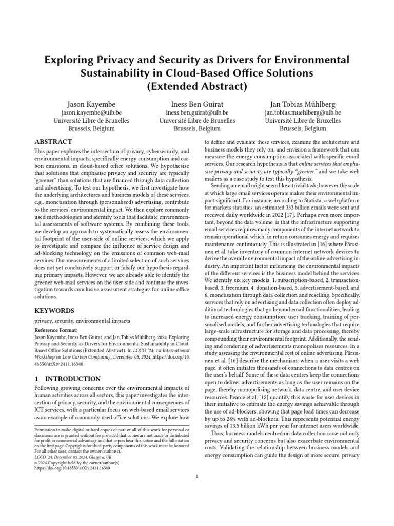 Exploring Privacy and Security As Drivers For Environmental ...