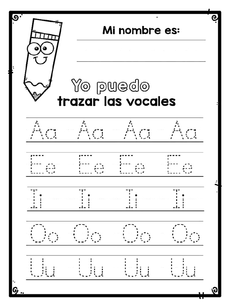Trazo de Vocales en Plantilla Pronalees Xochitl Cruz | PDF