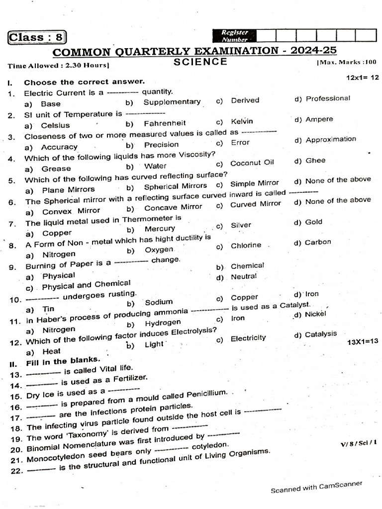 8th Previous Year Questions | PDF