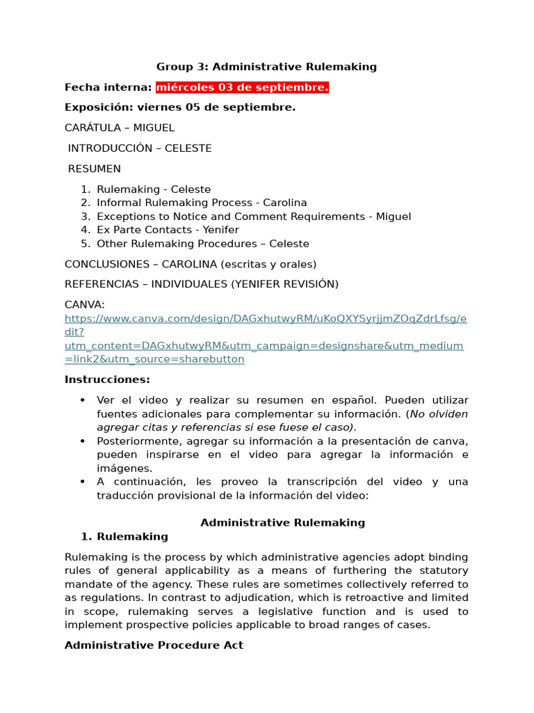 Group 3 - Administrative Rulemaking | PDF | Administrative Procedure ...