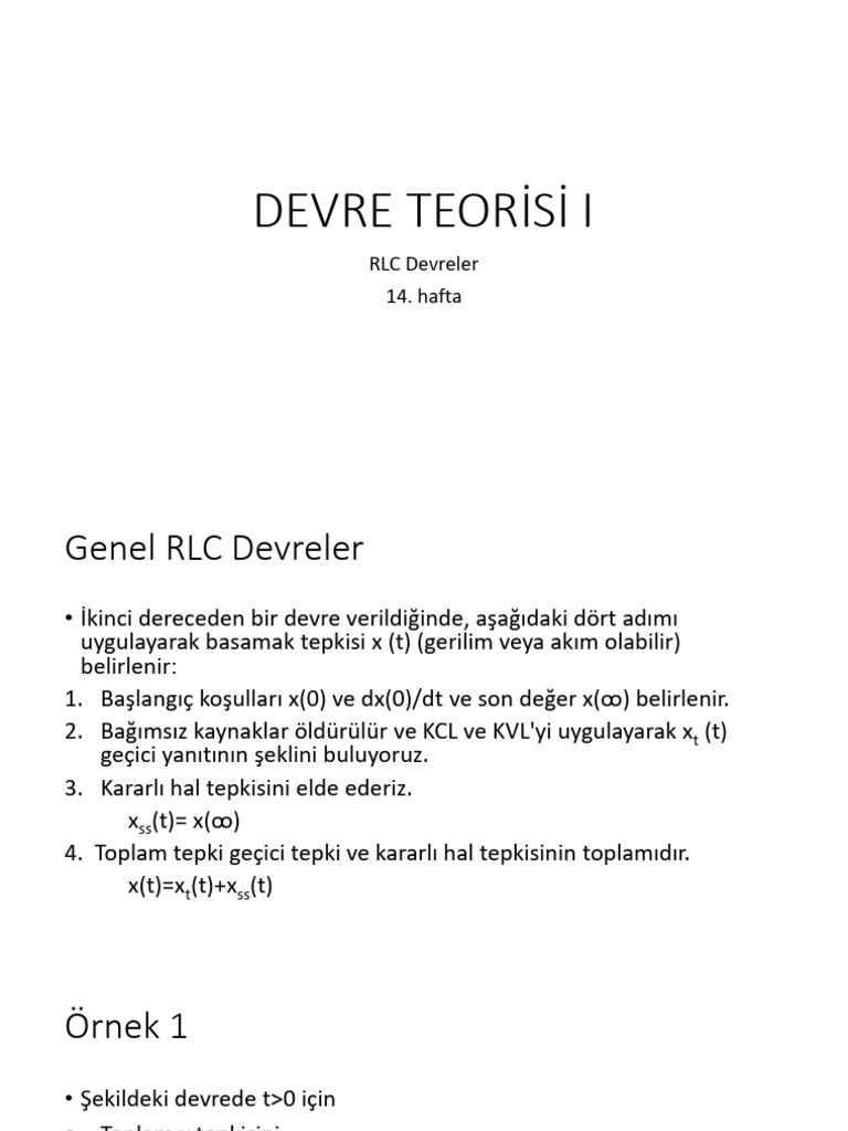 DEVRE TEORİSİ I - Genel RLC Devreler (8.unite - 4. Bolum) | PDF