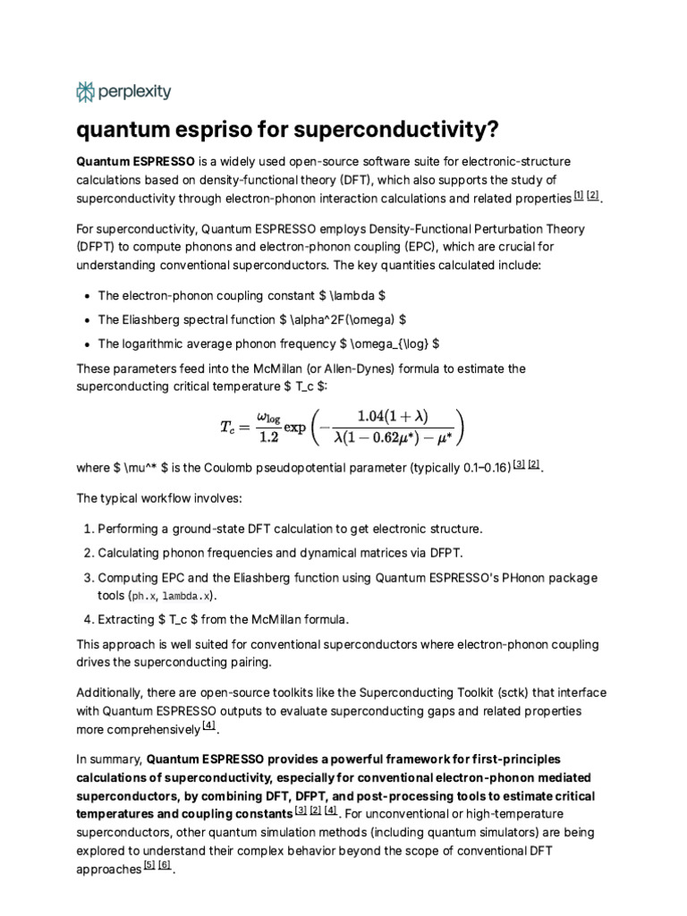 Quantum ESPRESSO for Superconductivity Analysis | PDF ...
