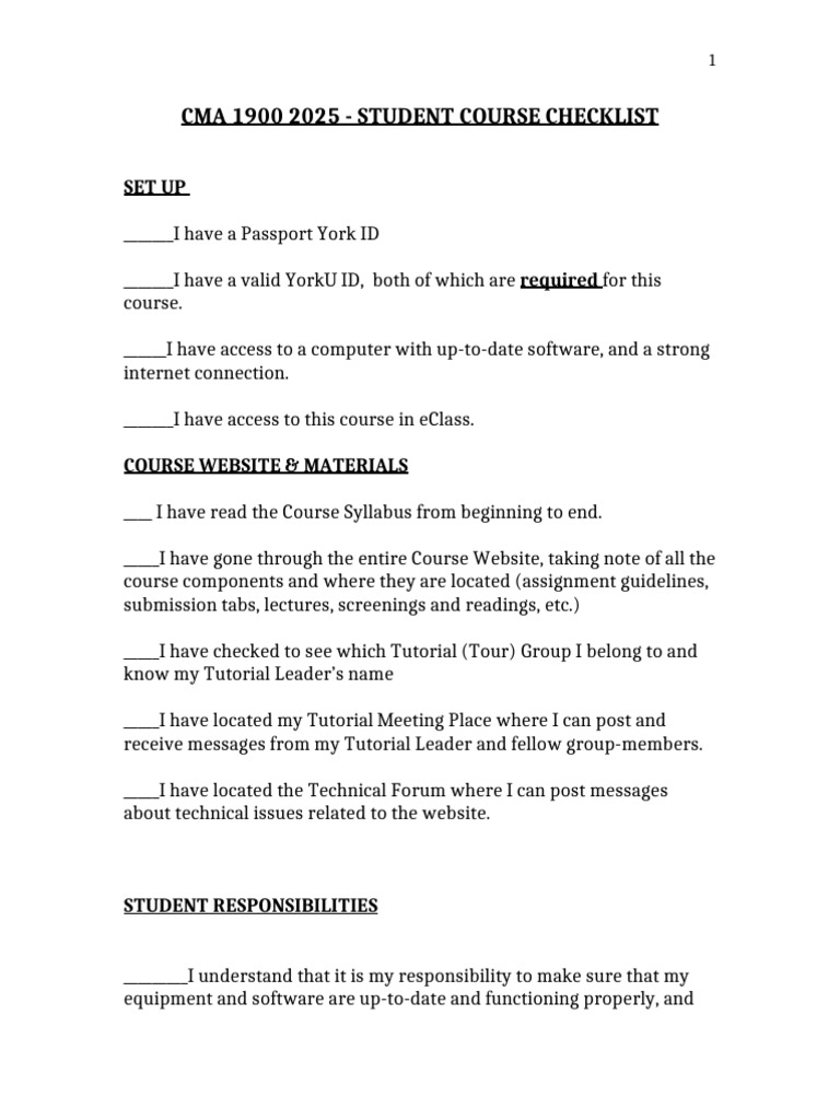 CMA 1900 Course Checklist 2025 | PDF | Internet | Information Technology