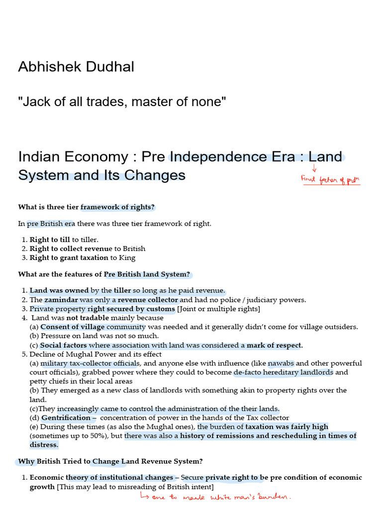 Pre-Independence Indian Land Revenue Systems | PDF | Agriculture | Cotton