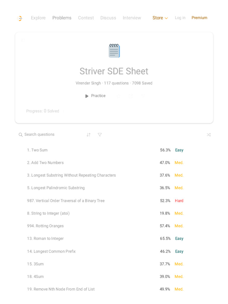 Striver SDE Sheet - LeetCode | PDF | Algorithms | Theoretical Computer Science