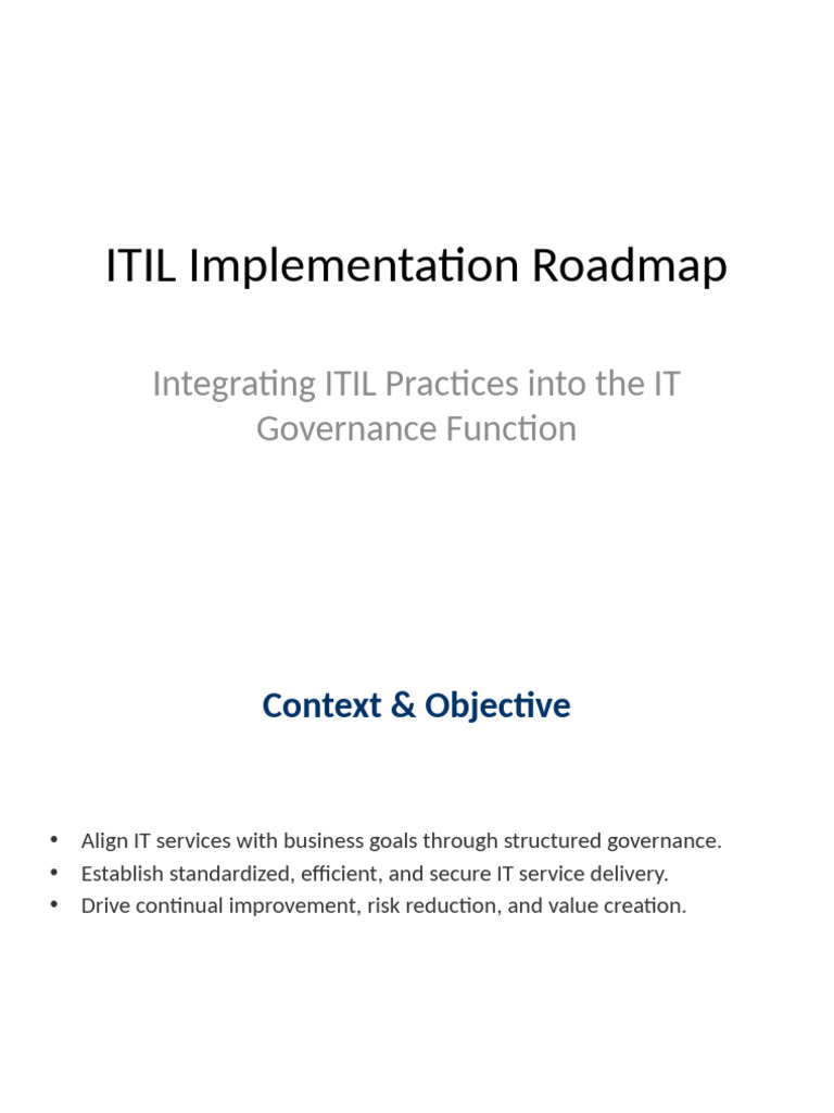 ITIL Implementation Roadmap Guide | PDF | Governance | Cloud Computing