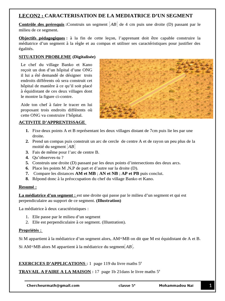 Caractérisation de la médiatrice d'un segment | PDF