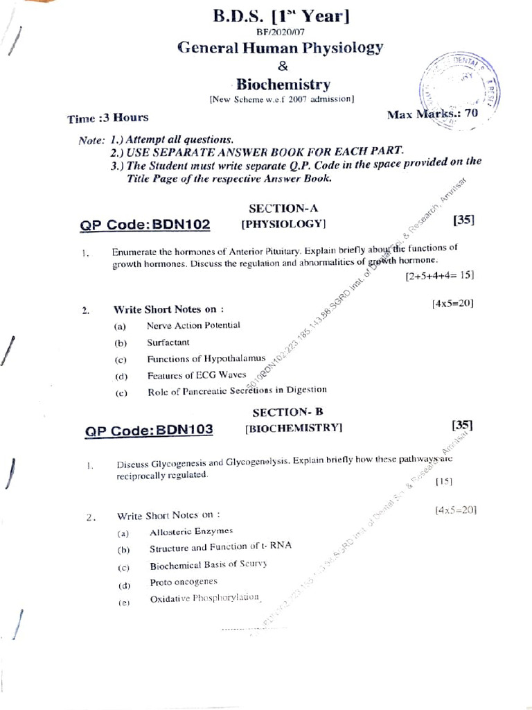 Biochem & Physio 10 Yr | PDF | Biochemistry | Chemistry