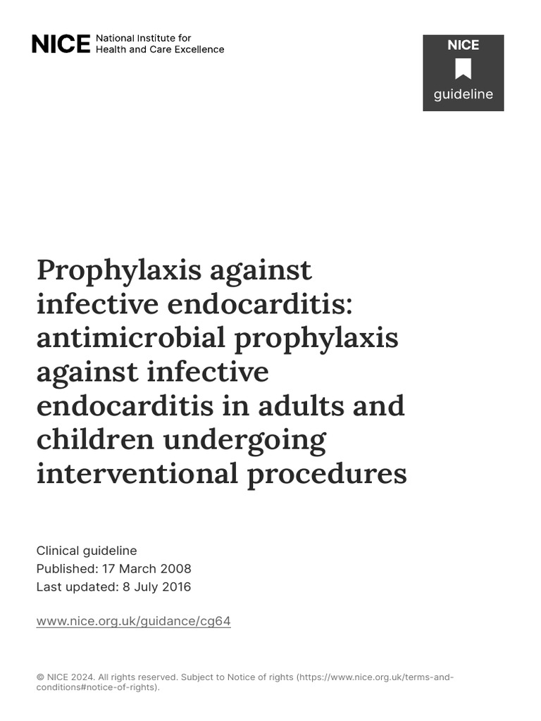 Prophylaxis Against Infective Endocarditis Antimicrobial Prophylaxis ...