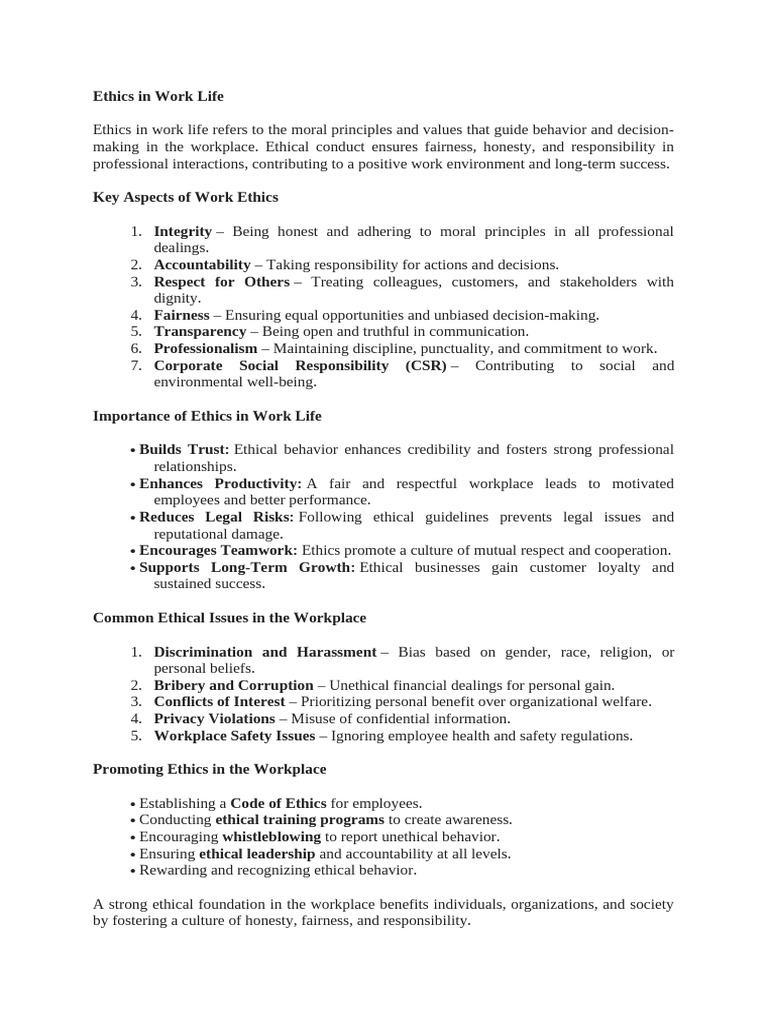 Ethics in Work Life - docx-UNIT III | PDF | Business Ethics | Corporate ...
