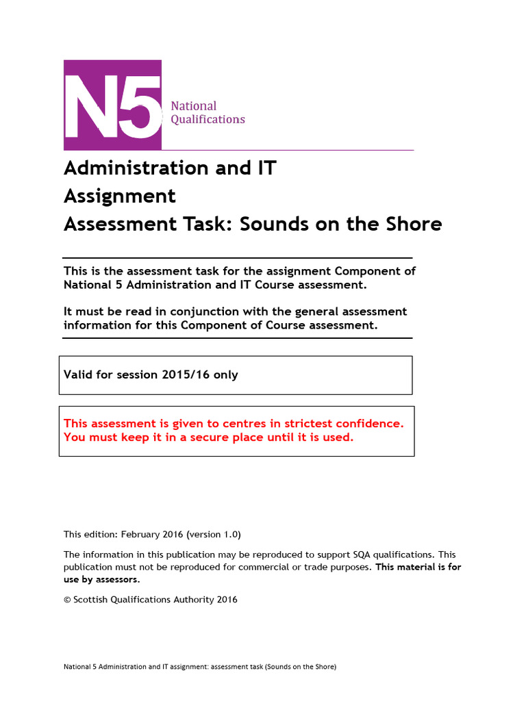 National 5 Admin & IT: Sounds on the Shore | PDF | Spreadsheet | Copyright