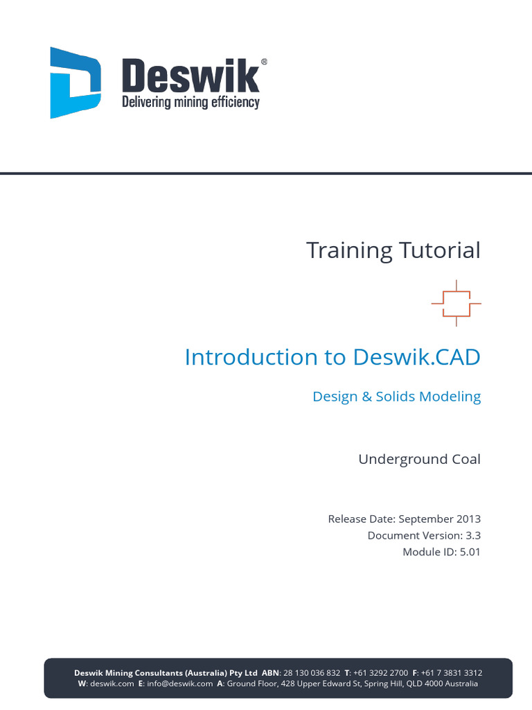 Deswik.CAD Training Tutorial | PDF | Window (Computing) | Menu (Computing)