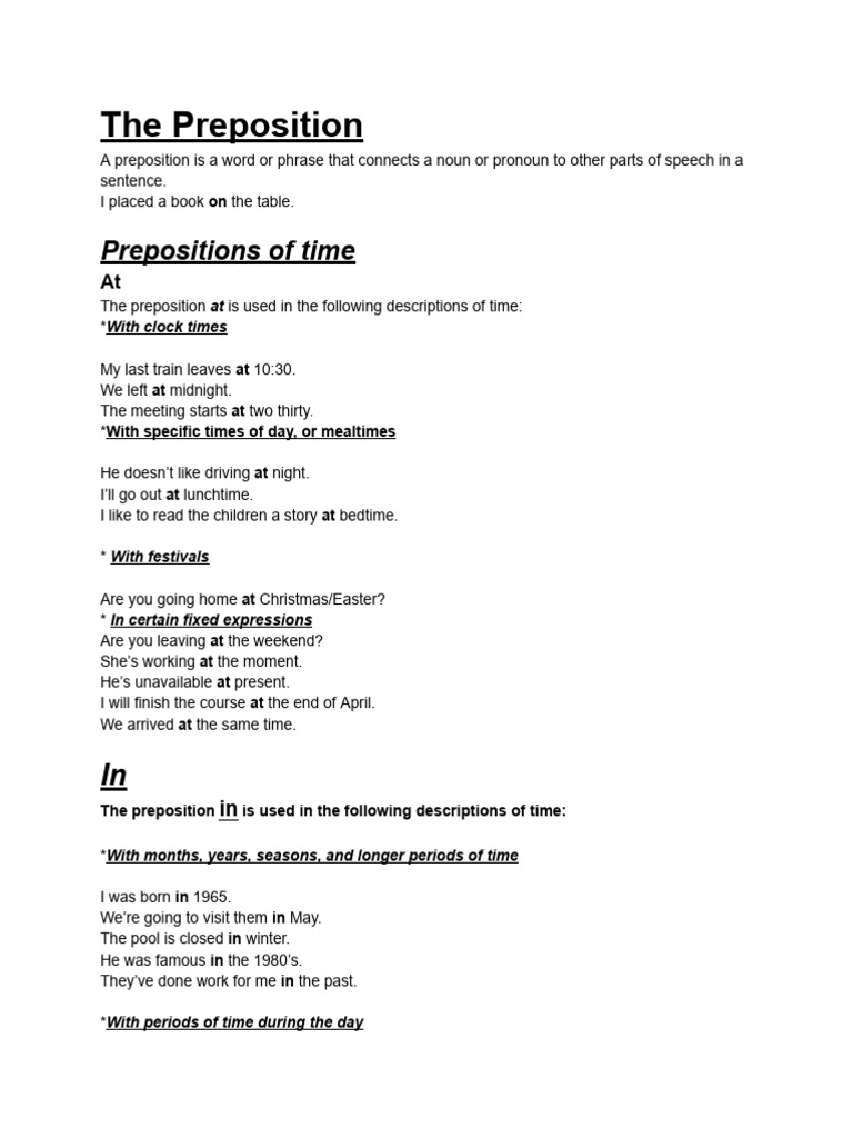 The Preposition New Notes - 1 | PDF | Part Of Speech | Semantic Units