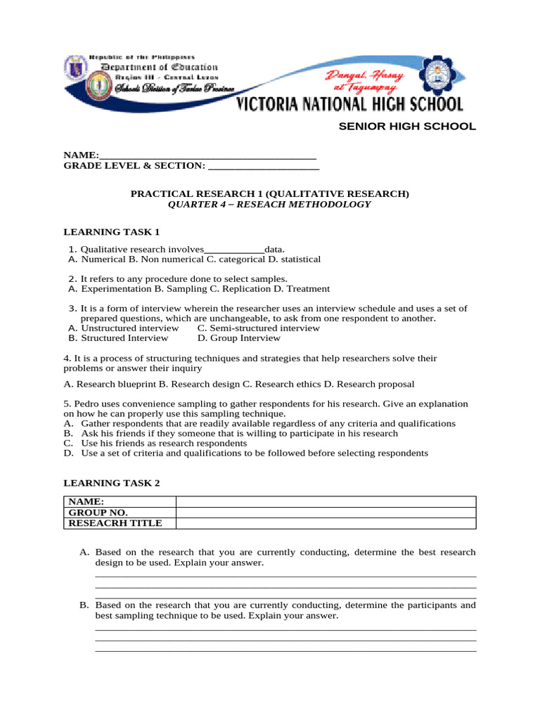 Christine Joy Balubar - PR1 - LEARNING TASK 5 | PDF | Sampling ...