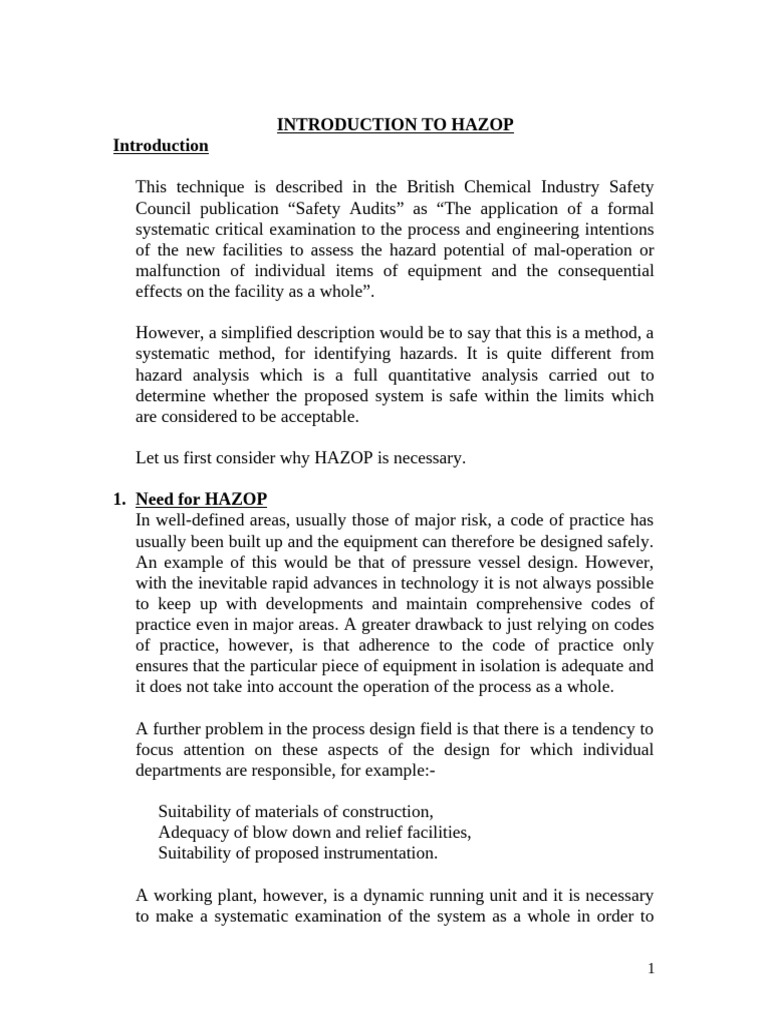 HAZOP: Hazard Identification Method | PDF