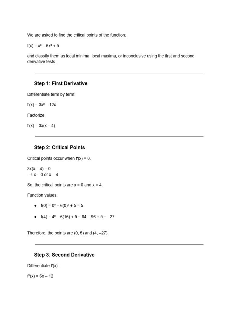 Step 1: First Derivative | PDF
