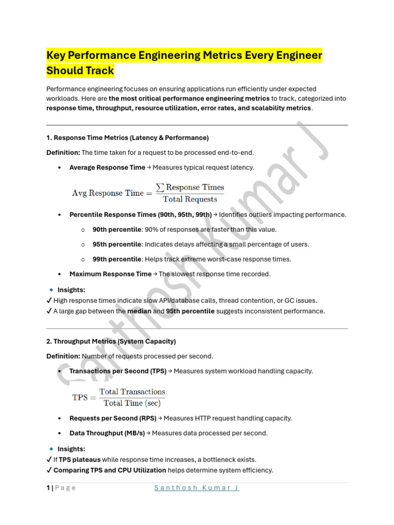 Key PE Metrics Every Engineer Should Track 1739607316 | PDF | Cache ...